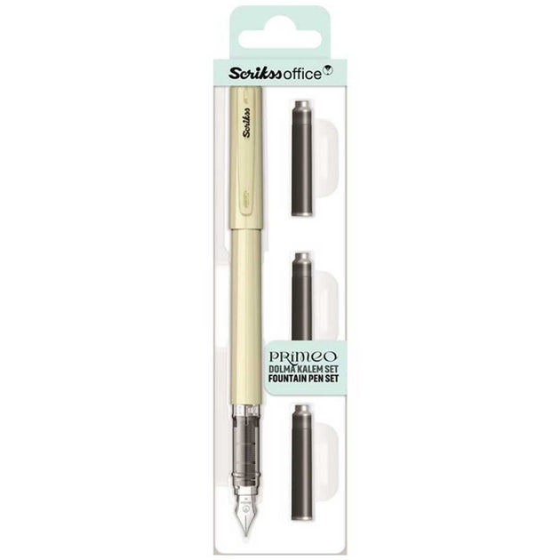 Scrikss Primeo Medium Nib Fountain Pen with 3 Cartridges - Kiwi