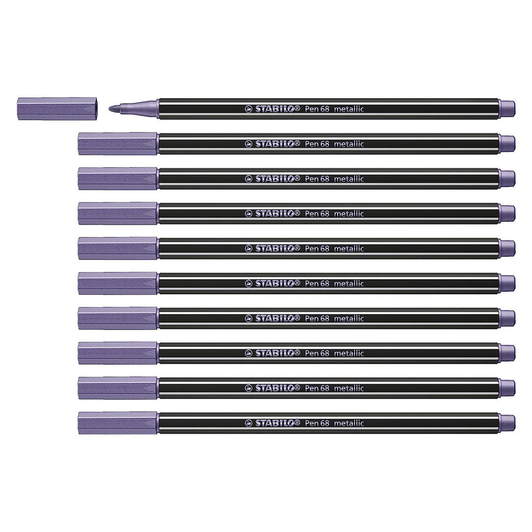Stabilo | Pen 68 | Metallic | Violet | Pack Of 10 – penpencilink